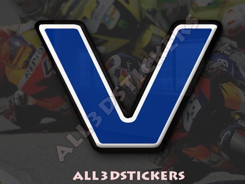 3D Stickers Resin Domed LETTER V - Color Blue - 25 mm(1 inch) Adhesive ...