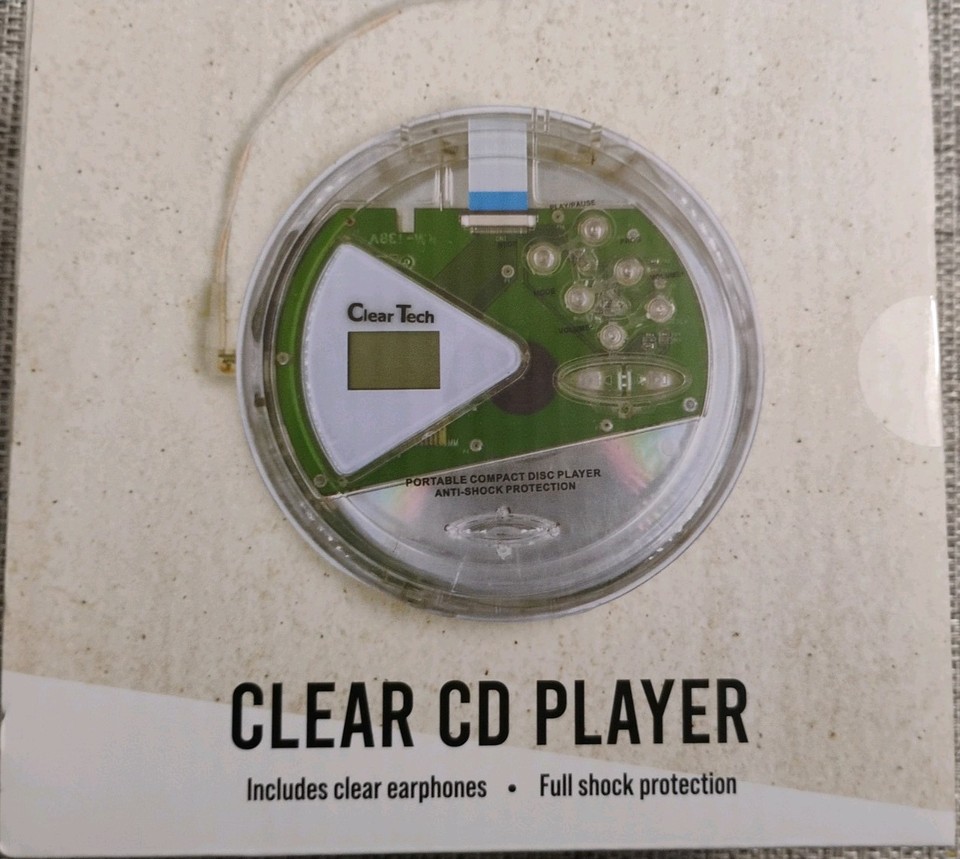 Cleartech Clear Cd Compact Disc Portable CD Player with Headphones New ...