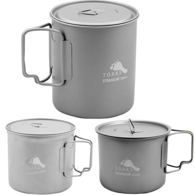 TOAKS Titanium Cook Pot with Foldable Handles and Lid - Outdoor Camping ...