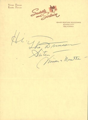 The Duncan Sisters Vintage Autograph Lot | eBay