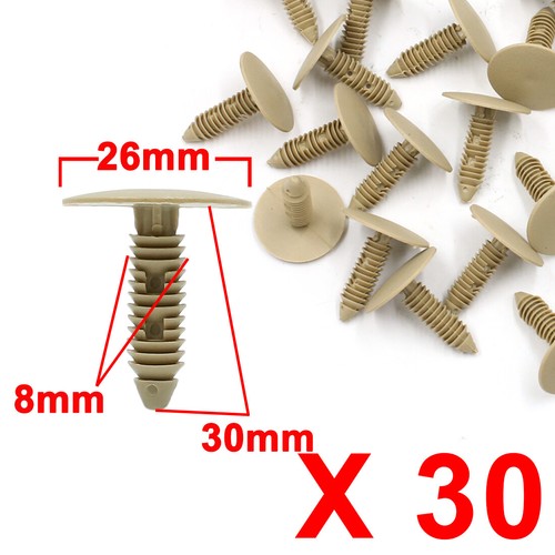30pcs Brown Car Plastic Rivet Fasteners Auto Bumper Fender Panel Clips ...