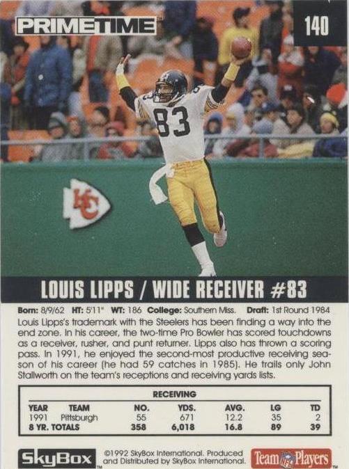 1992 Skybox Primetime Louis Lipps #140 for sale | eBay