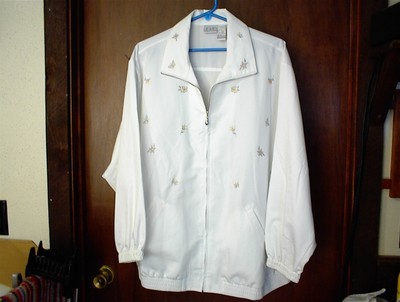 WOMEN`S 1X C.L.C. CRICKET LANE COLLECTION WHITE JACKET BLOUSE ZIPPER ...