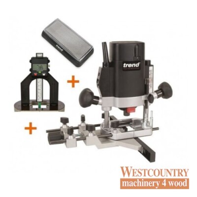 TREND T5EB 1/4" Plunge Router 240V +D60 Depth Gauge +Diamond Stone +3yr ...