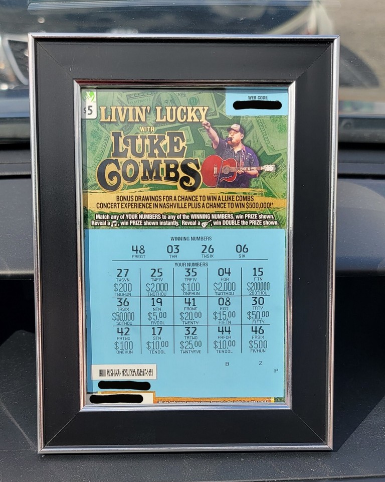 Luke Combs Livin' Lucky framed scratch off ticket Cool Collectable item ...