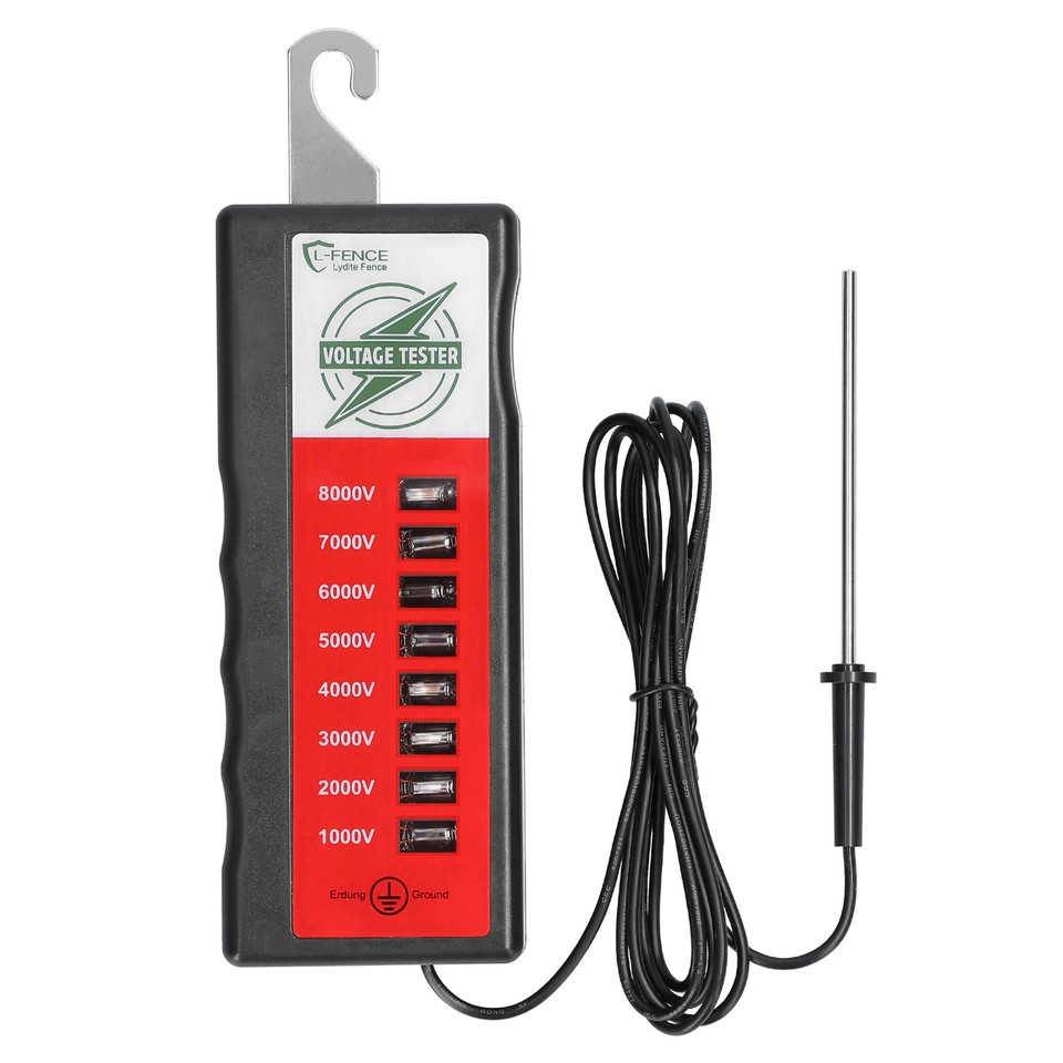 1000V-8000V 8LED Portable Digital Fence Tester Home Garden Horse B1S0 ...