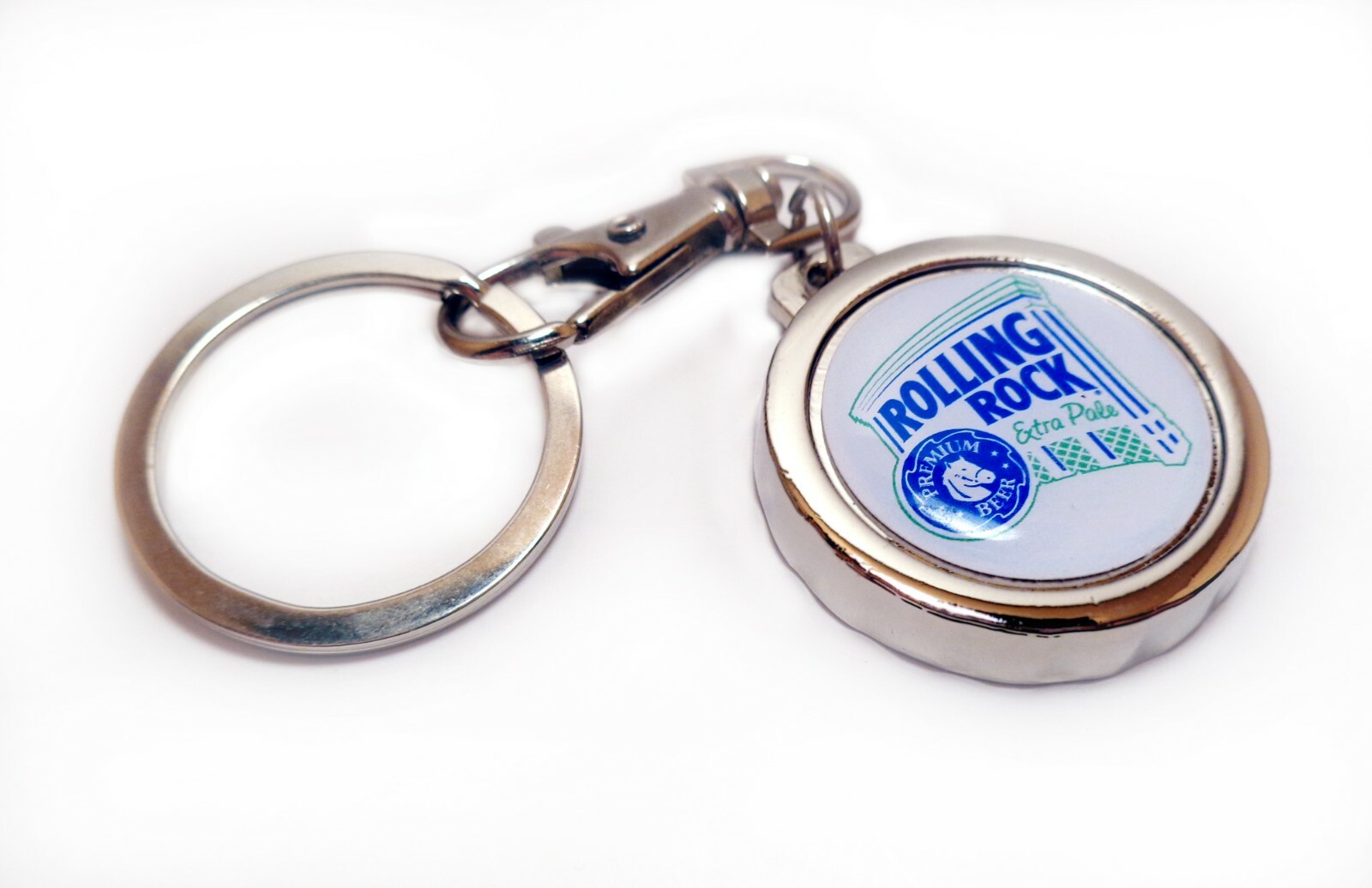 ROLLING ROCK Beer Can / Bottle Cap Opener Key Chain / Key Ring Handmade ...