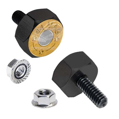 2 Vivid Black Aluminum Hex License Frame Tag Bolts - BRASS 44 MAG ...