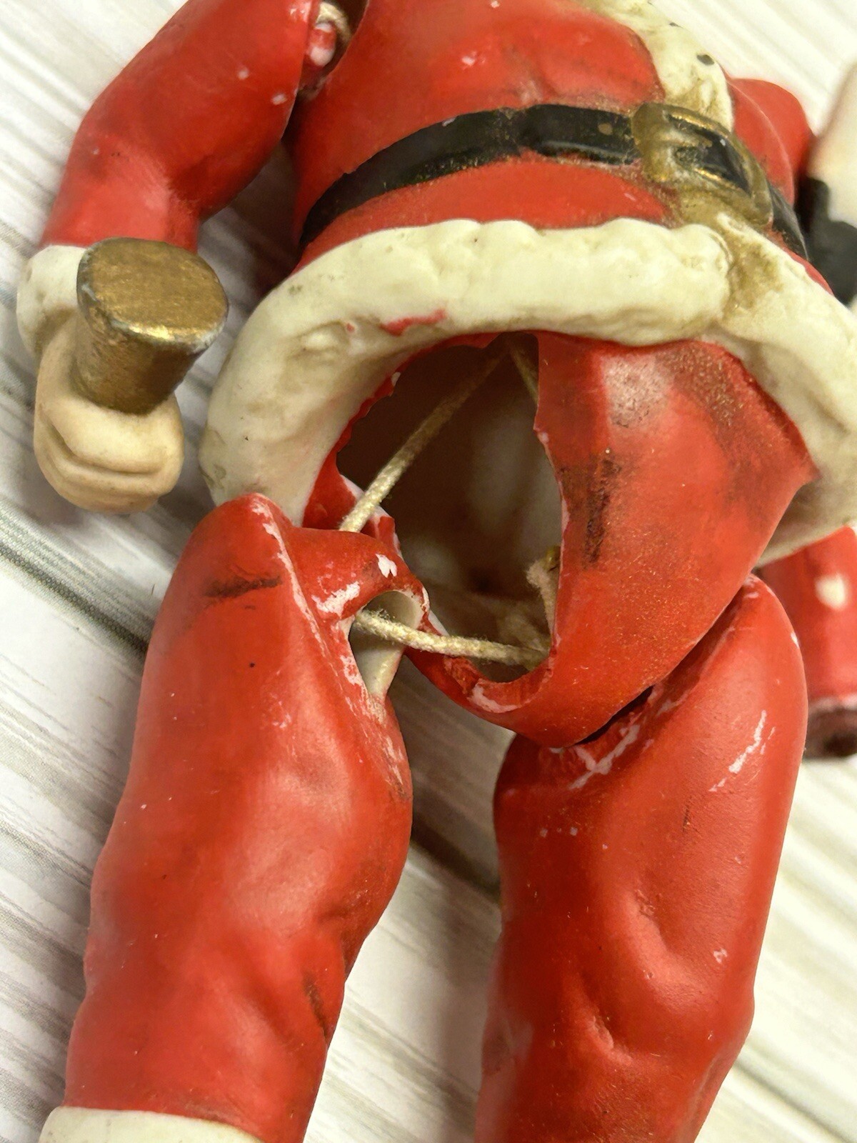 Vintage Ceramic Santa Articulated Jointed Christmas Ornament Midwest ...