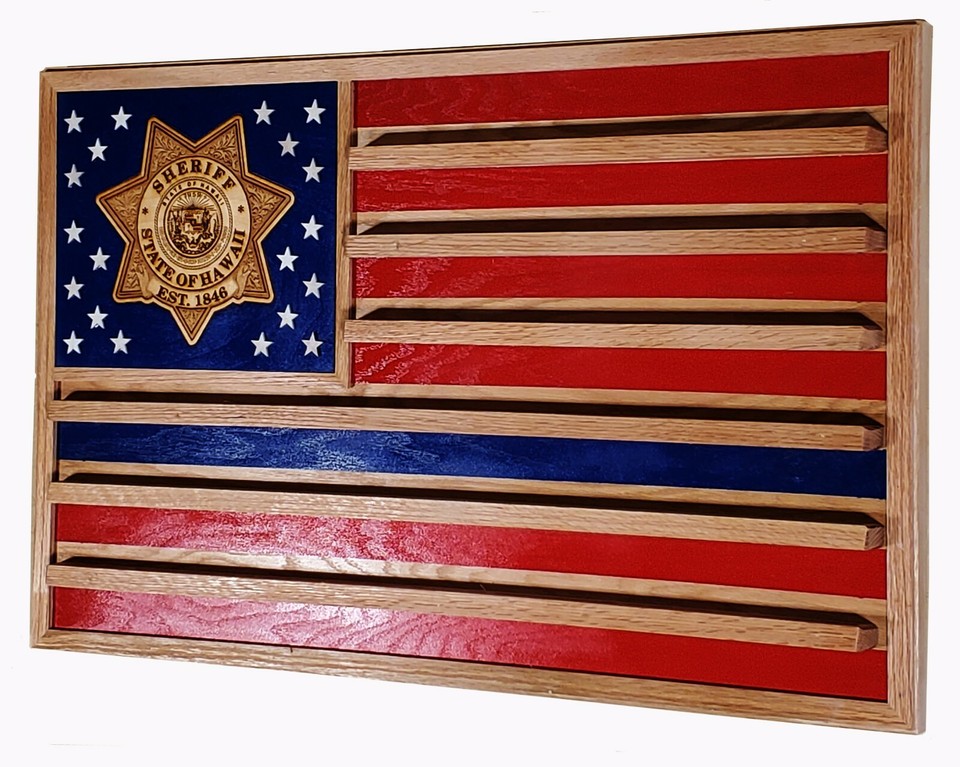Hawaii Sheriff State Police Challenge Coin Display Flag 70-100 Coins ...