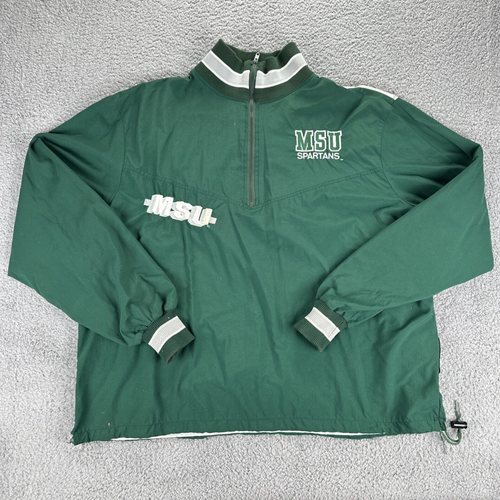 Vintage DeLong Michigan State Nylon Windbreaker Men XL Green Made in ...