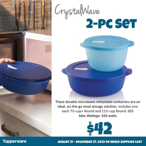 Tupperware Microwave Reheatable Crystalwave Plus Bowl Container Set NEW ...