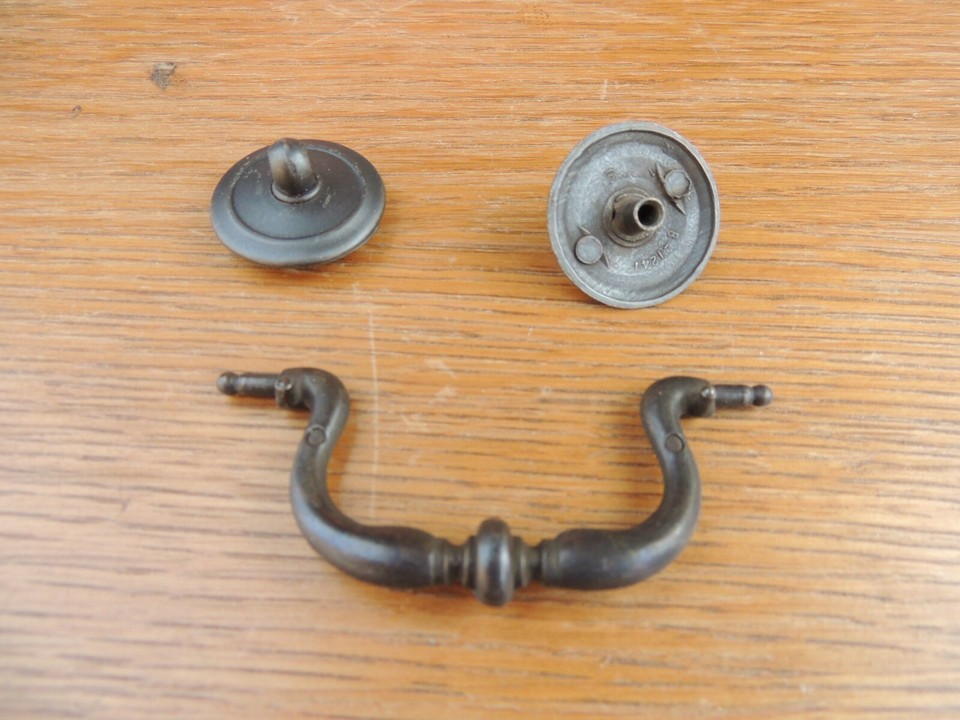 10 New Gun Metal Drawer Pulls with back plates Cabinet/Furniture ...