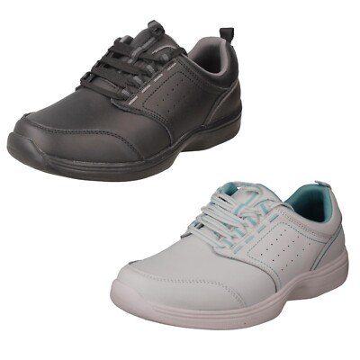 Ladies Padders Wide Fitting Dual Fit Casual Leather Trainers - Bobbie ...
