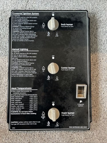 Weber Genesis Grill Side 8006 Panel 3 Burner Control Side Panel 1990’s ...