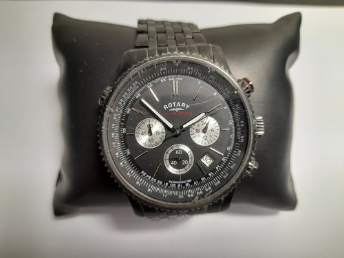 Rotary GB03778/04 Men's Unisex Chronospeed Black Metal Strap Wrist ...