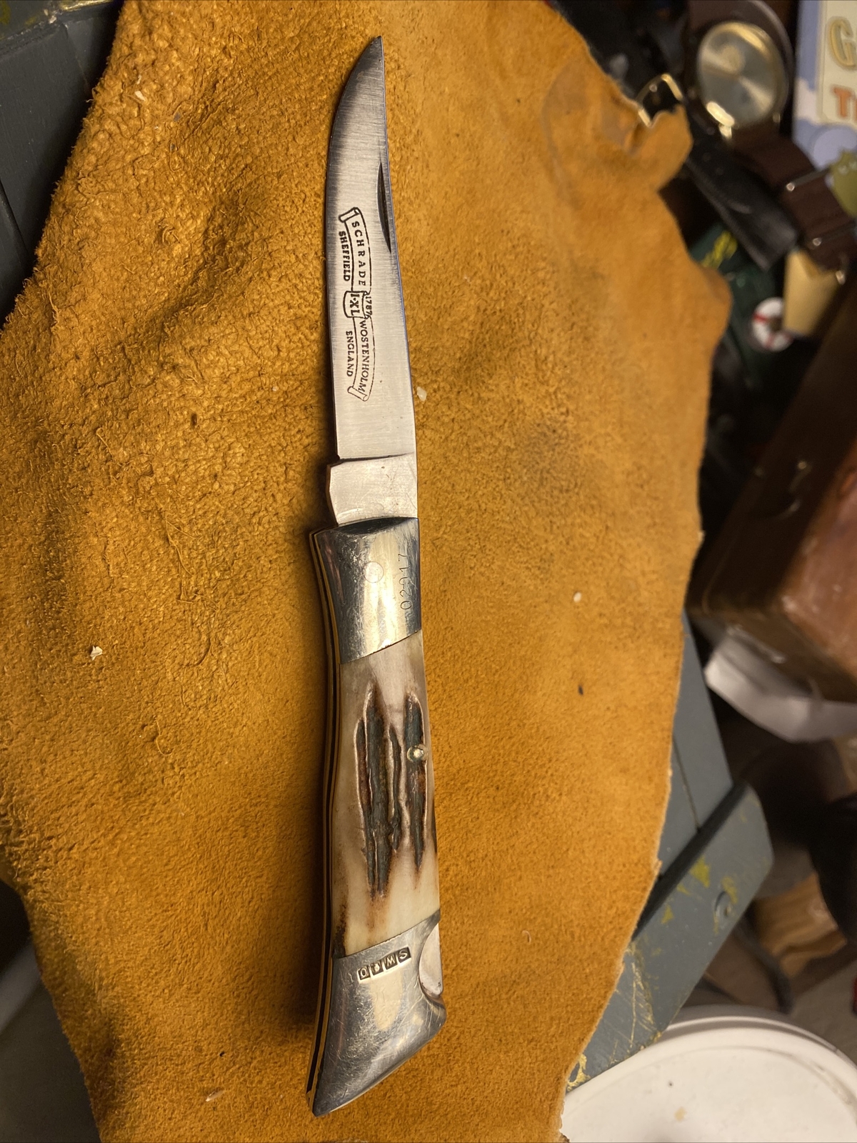 Schrade IXL Wostenholm Lockback Knife Stag Handles. Rare #02917 Factory ...