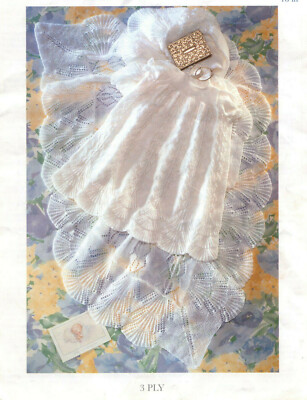 Knitting pattern copy 0032. Baby christening gown & shawl. 18 inch ...