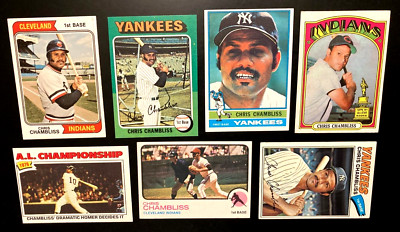 1971-77 Yankees TOPPS 7 Chris Chambliss BASEBALL CARDS EXNM-W/ RC Cup ...