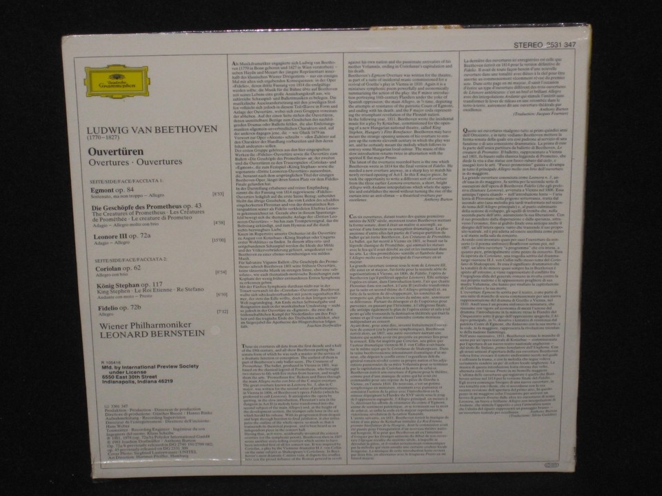BERNSTEIN / WIENER PHIL ~ Beethoven: Ouverturen Overtures (SEALED ...