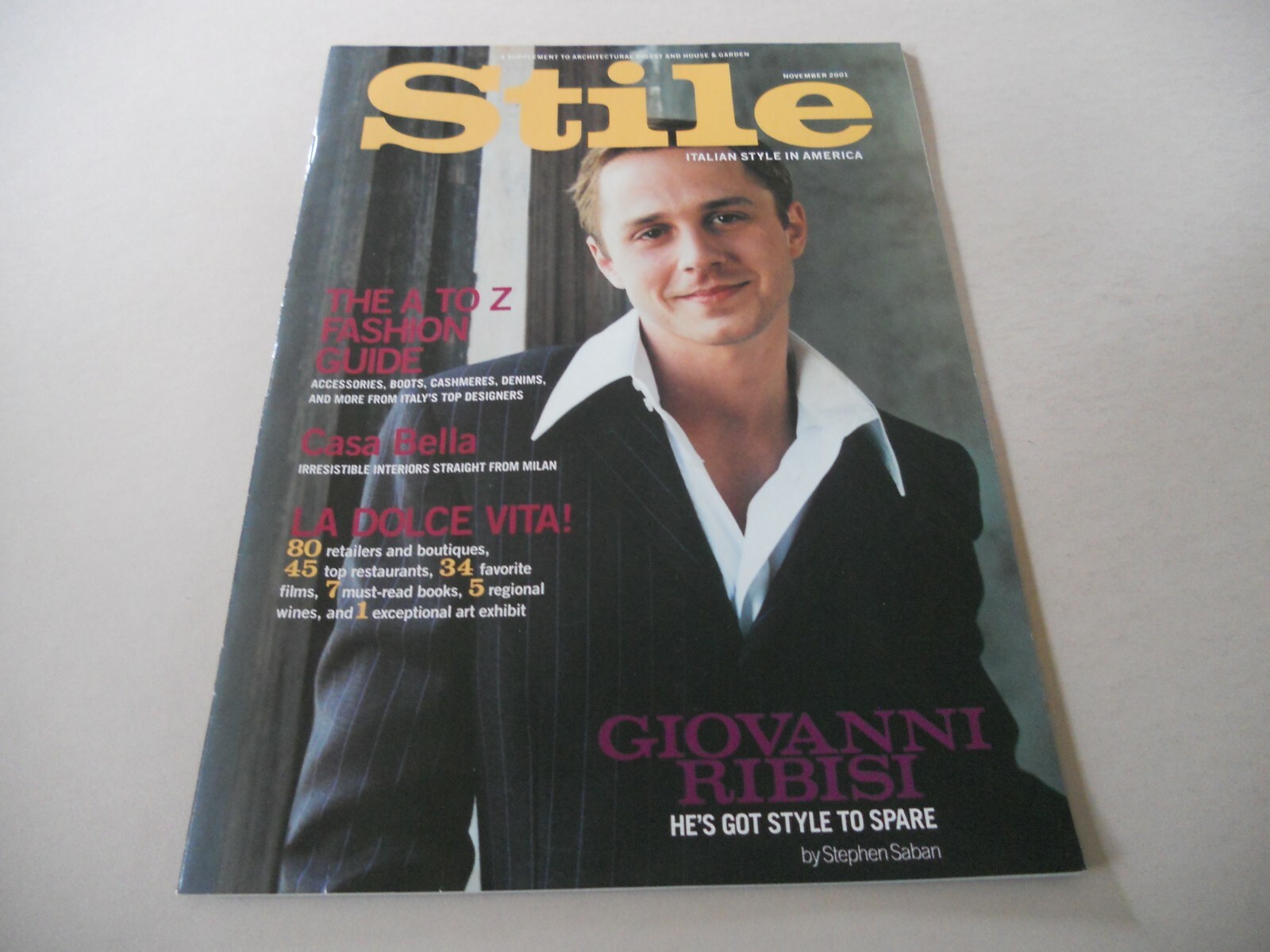 STILE Magazine, NOVEMBER 2001, GIOVANNI RIBISI Photo Cover, A TO Z ...