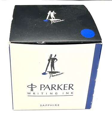 PARKER PENMAN SAPHIRE INK 50 ml BOTTLE NEW NEVER OPENED BOXED PAPERS | eBay