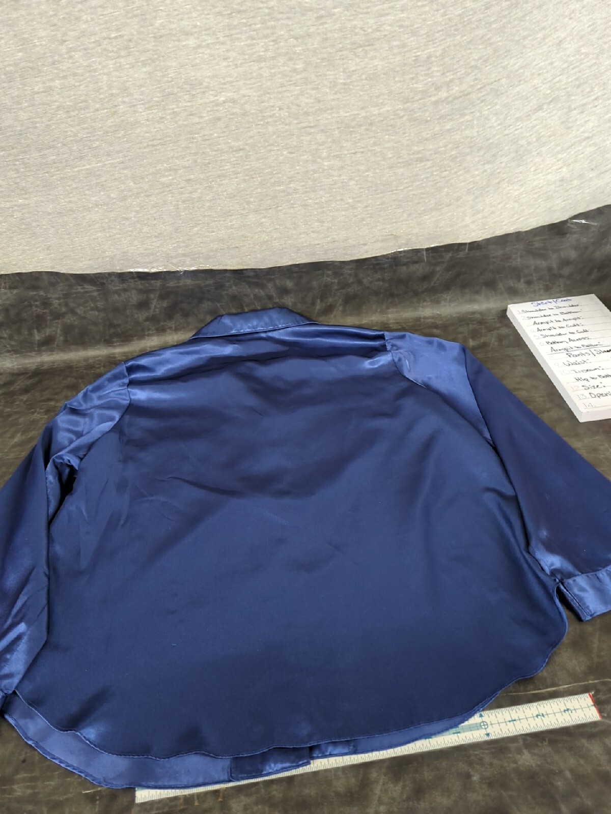 Vintage Kim Rogers Intimates Blue Satin Silky Shirt D… - Gem