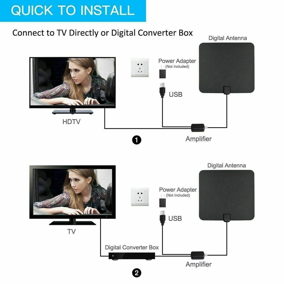 5800 Miles Range Digital TV Antenna 1080P Amplified HDTV Booster USB ...