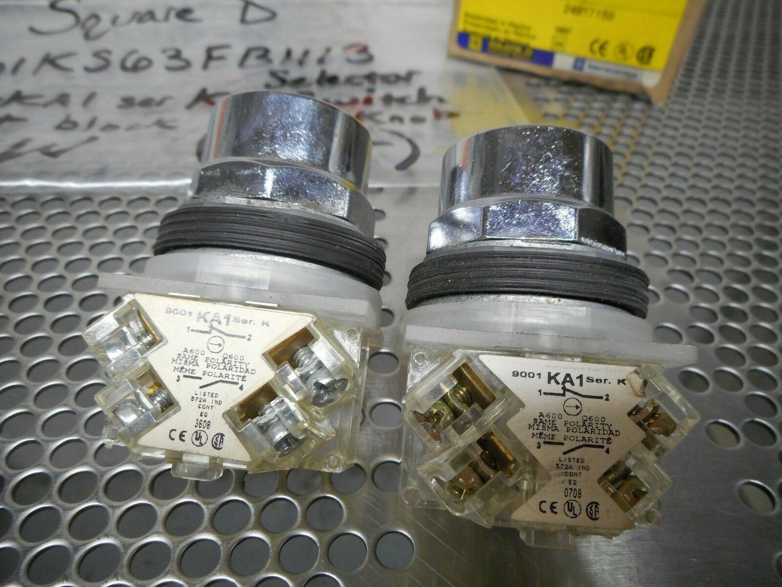 Square D 9001KS63FBH13 Selector Switch No Knob 9001-KA1 Ser K Contact ...