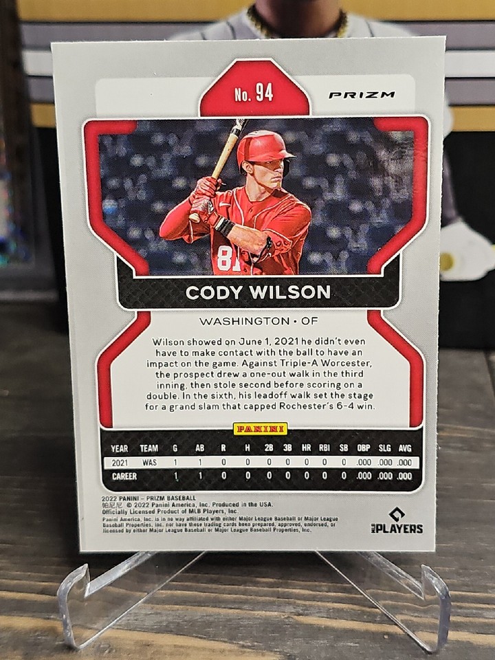 2022 Prizm Baseball Green Donut Circles SP RC Cody Wilson Washington ...