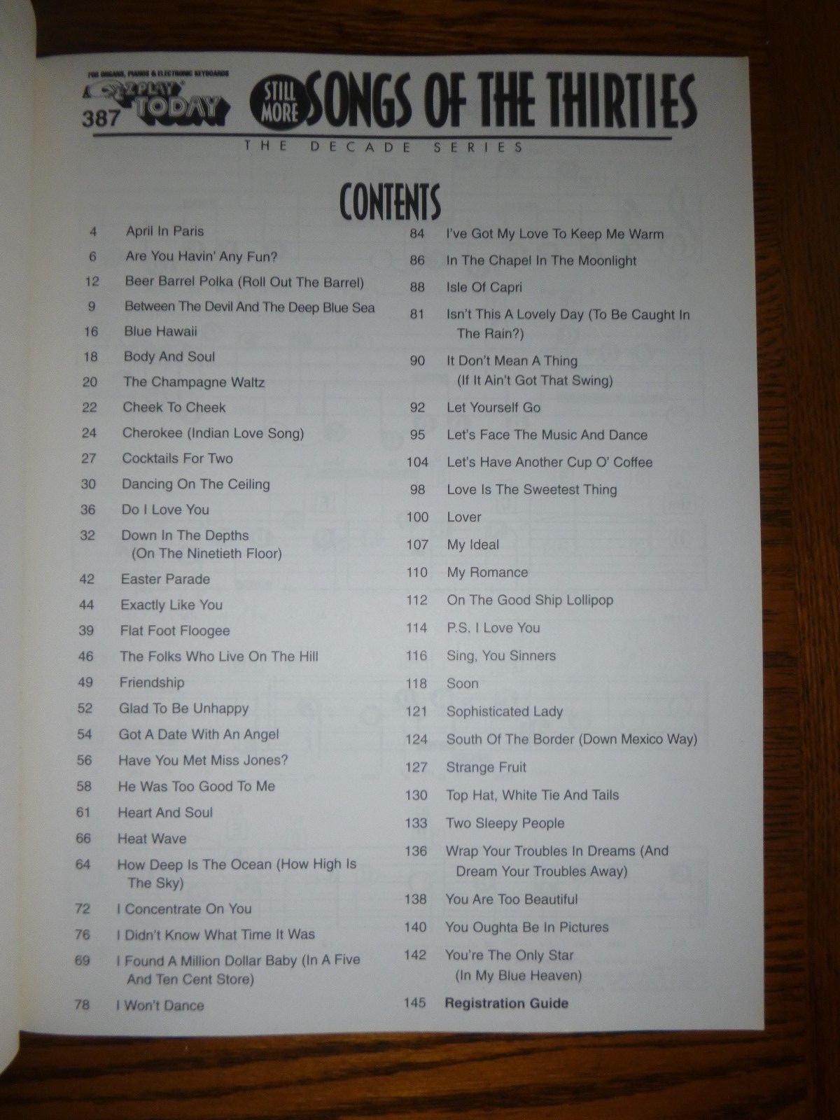 EZ PLAY Songbook #387 Still More Songs Of The Thirties ... The Decade ...
