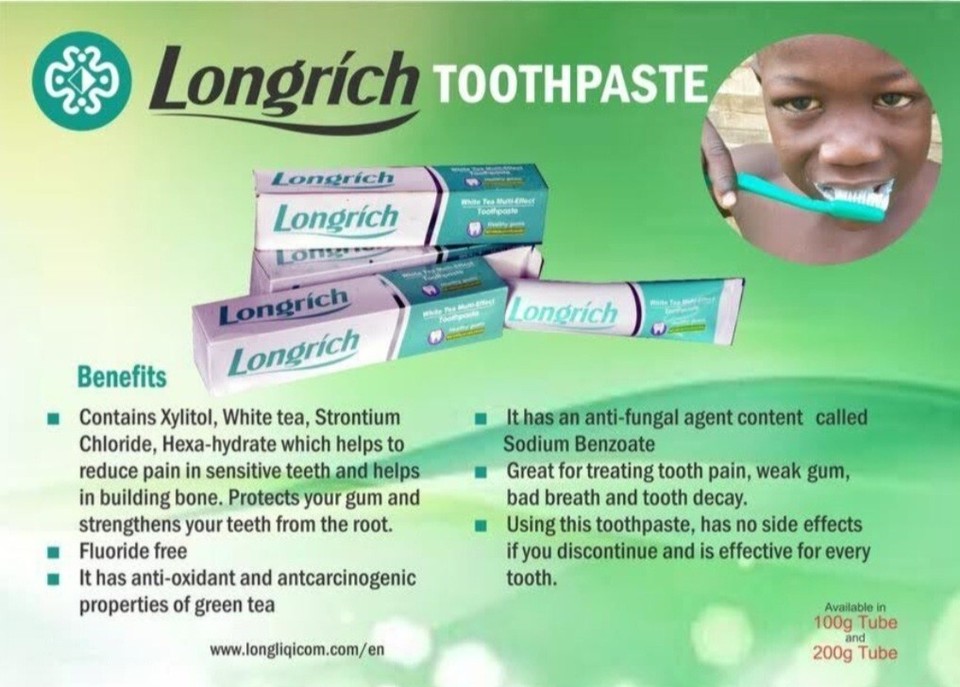 Longrich Toothpaste, WhiteTea, Fluoride Free, Deep Cleaning Jumbo Size ...