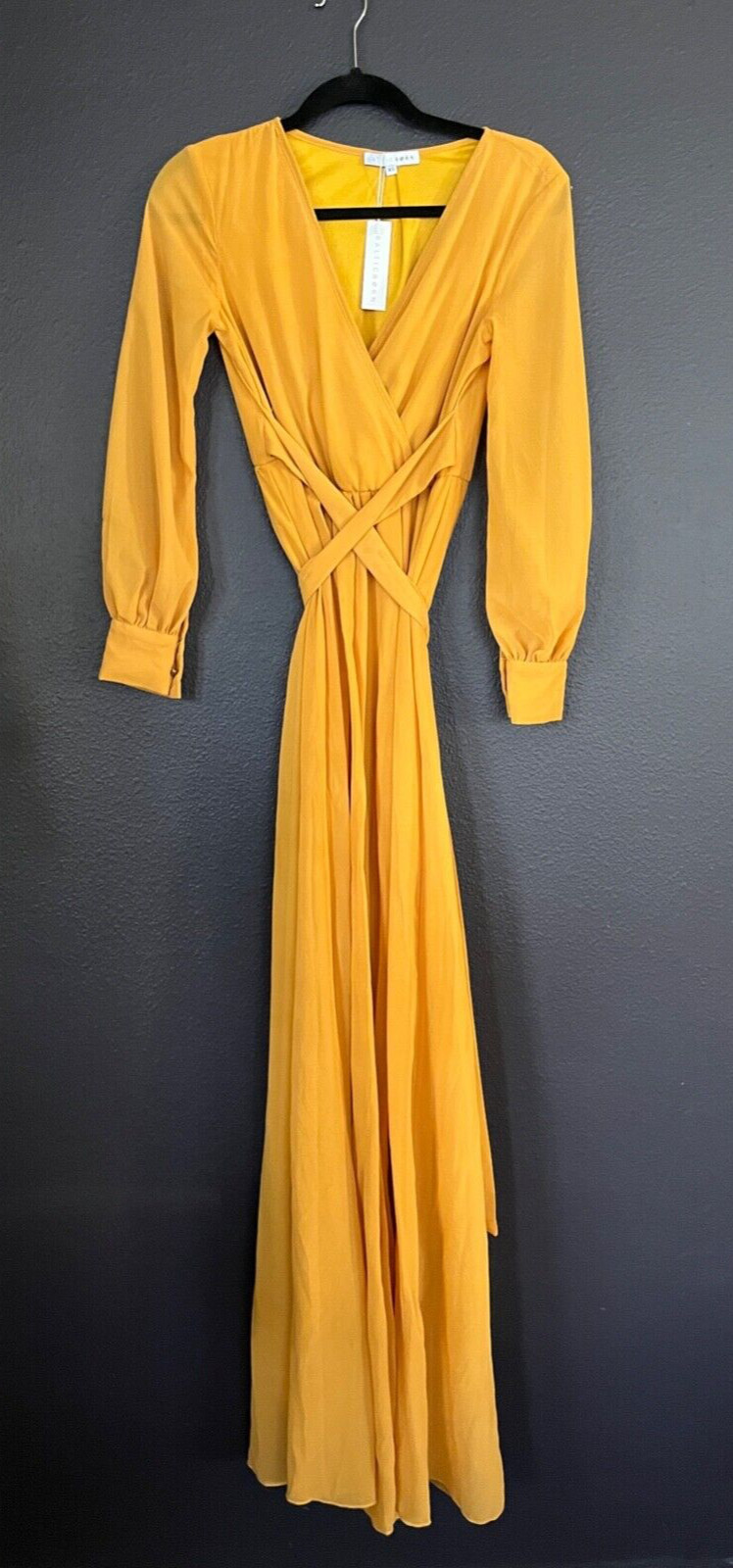 Baltic Born Lydia Maxi Dress Mustard Size XS Sheer Sl… - Gem