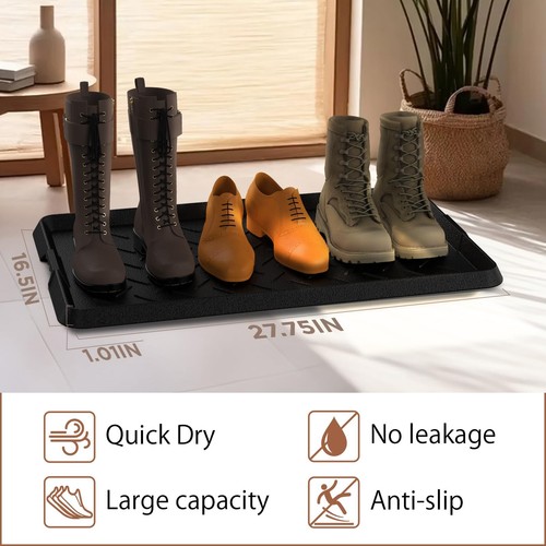 Heavy Duty Boot Tray Natural Rubber Shoe Mat Tray for Entryway with ...