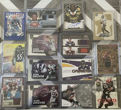 14 NFL Card Lot, Big Names Some Numbered 1/25 36/50 41/50 46/99 208/299 ...