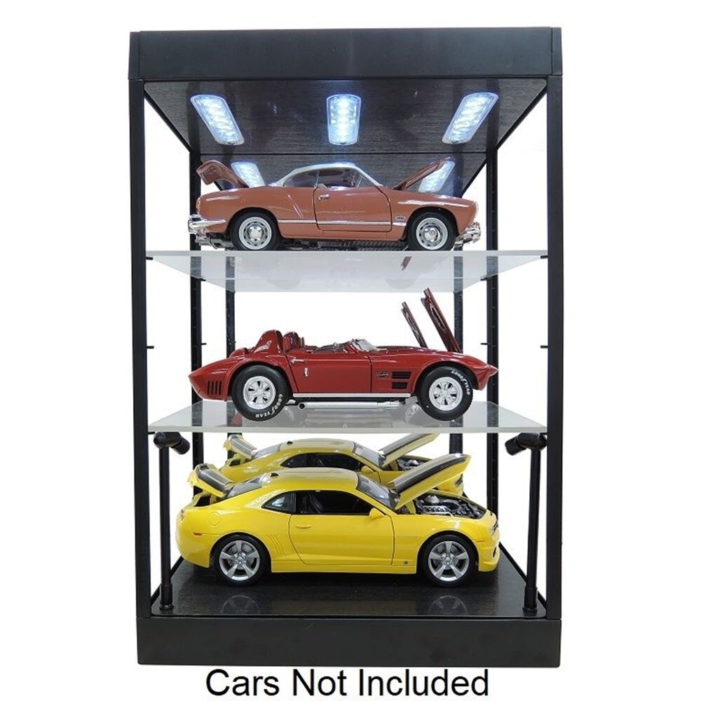 Car Display Case Acrylic LED Light 3 Tier Adjust Model Toy 1/18 Diecast ...