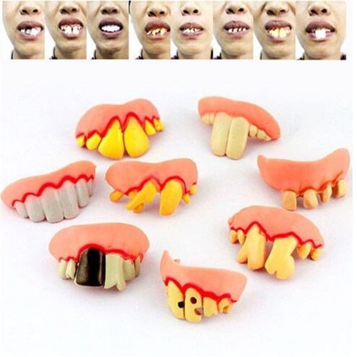 10PCS Funny False Tooth Rubber Prank Trick Props Halloween Costume ...