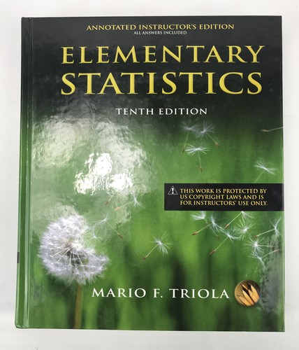 Elementary Statistics (10th Edition) Instructors Edition Triola With CD ...