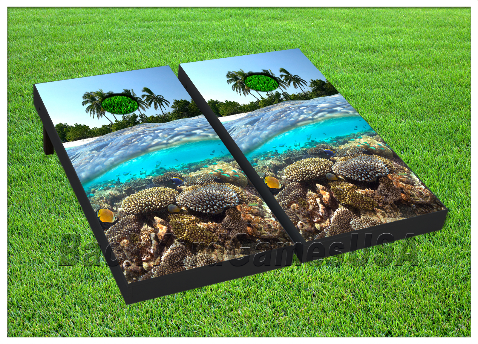 Ocean Coral Reefs CORNHOLE BOARD Set BEANBAG TOSS GAME w Bags Reef ...