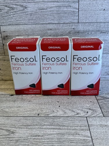 Lot Of 3 - Feosol Ferrous Sulfate Iron, Original, Tablets 120 Count EXP ...