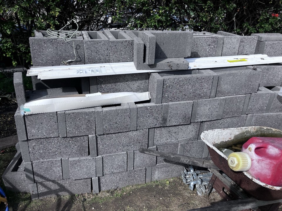 Dark gray Burnished 2in. x 8 in. x 16 in. Lightweight Corner Concrete ...