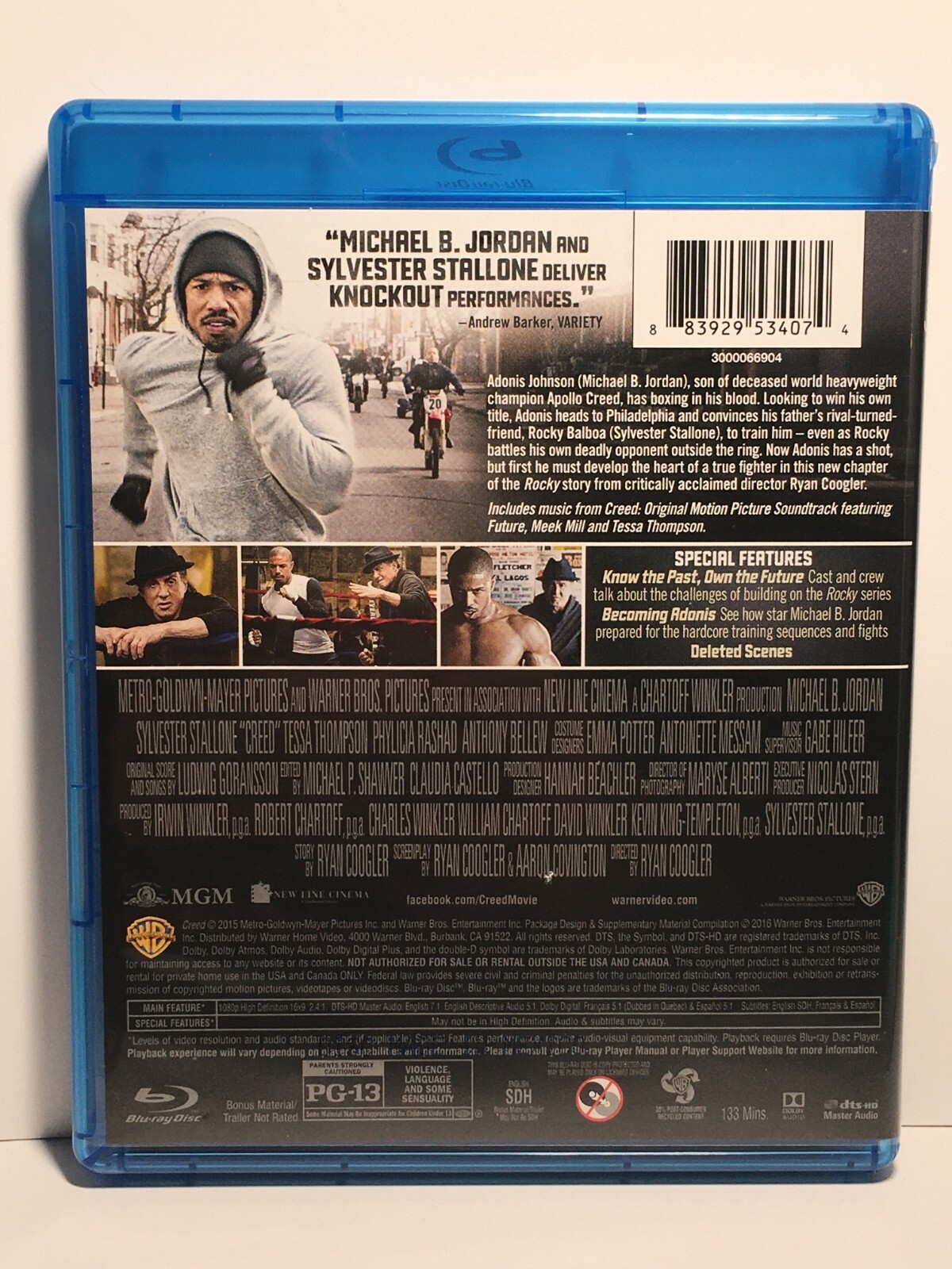 Creed (DVD, 2015) Blu-ray / DVD Combo Pack, Michael B Jordan, Sylvester ...