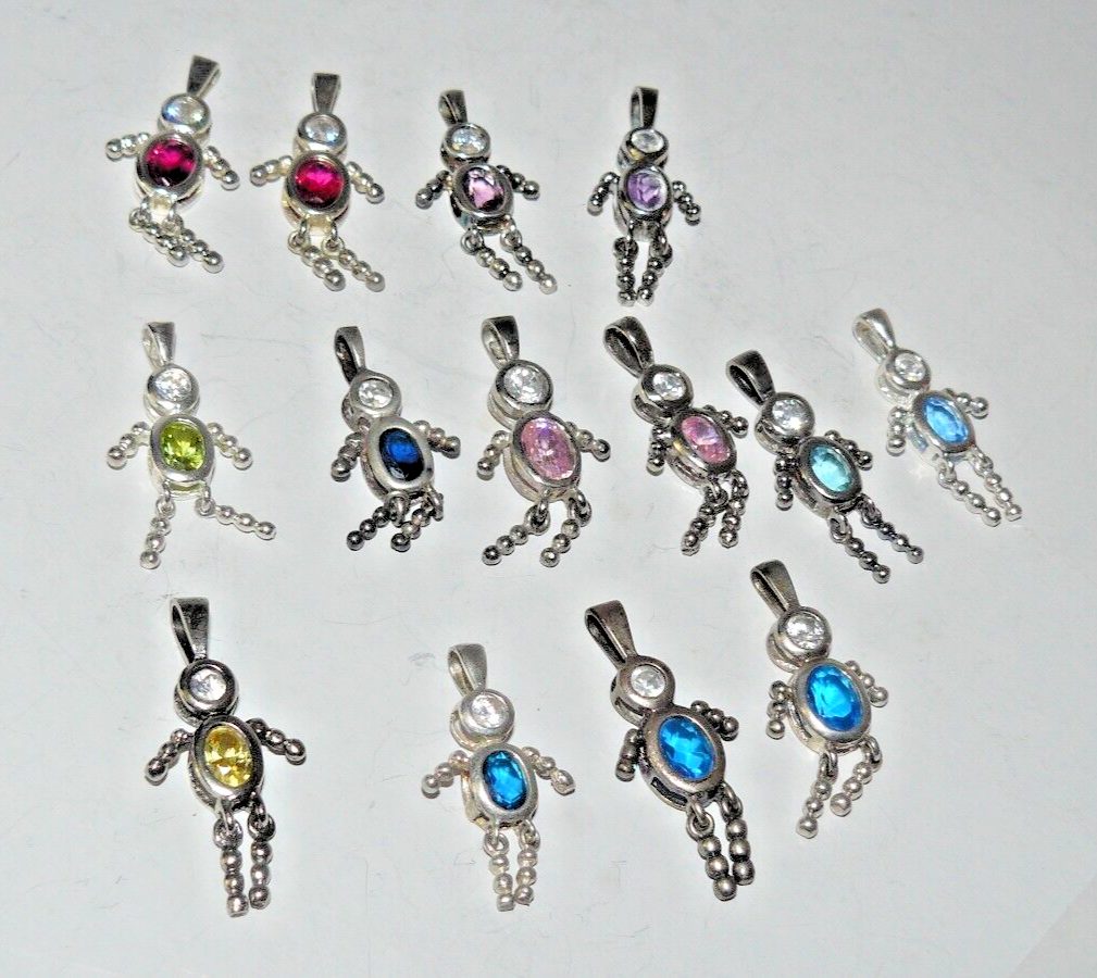 Vintage Sterling Silver 925 Birthstone Boy Girl Children & Angel Charms ...