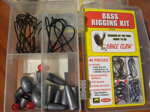 Eagle Claw 48 Piece Bass Fishing Rigging Kit Hooks & Sinkers In Plano ...