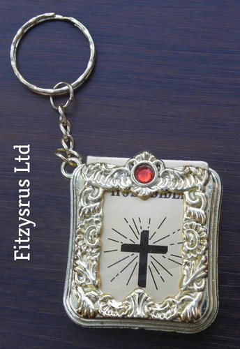 Miniature Bible Keychain with Red Bead & Holy Book Keyring Key Ring | eBay
