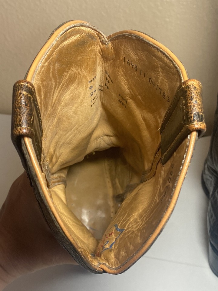 Wild West Black Roper Boots Genuine Leather Crocodile US Size 9 Mx Size ...