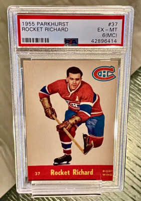 1955 PARKHURST #37 MAURICE *ROCKET RICHARD PSA 6 (MC) EX-MT HIGH END ...