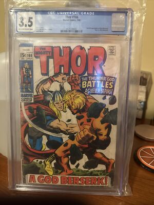 THOR #166 (1969) - GRADE 3.5 - 2ND ADAM WARLOCK APPEARANCE - A GOD ...