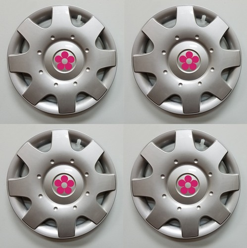 16" PINK DAISY FLOWER Hubcap SET fits VW BEETLE 1998-2019 Wheelcovers ...