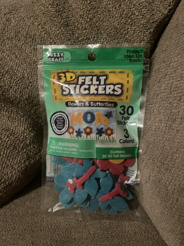 Felt Fuzzy Craft 3D Felt Stickers Multi-Color Flowers and Butterflies ...